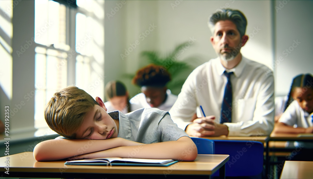 Child sleeping in the classroom at school ,Students who often fall ...