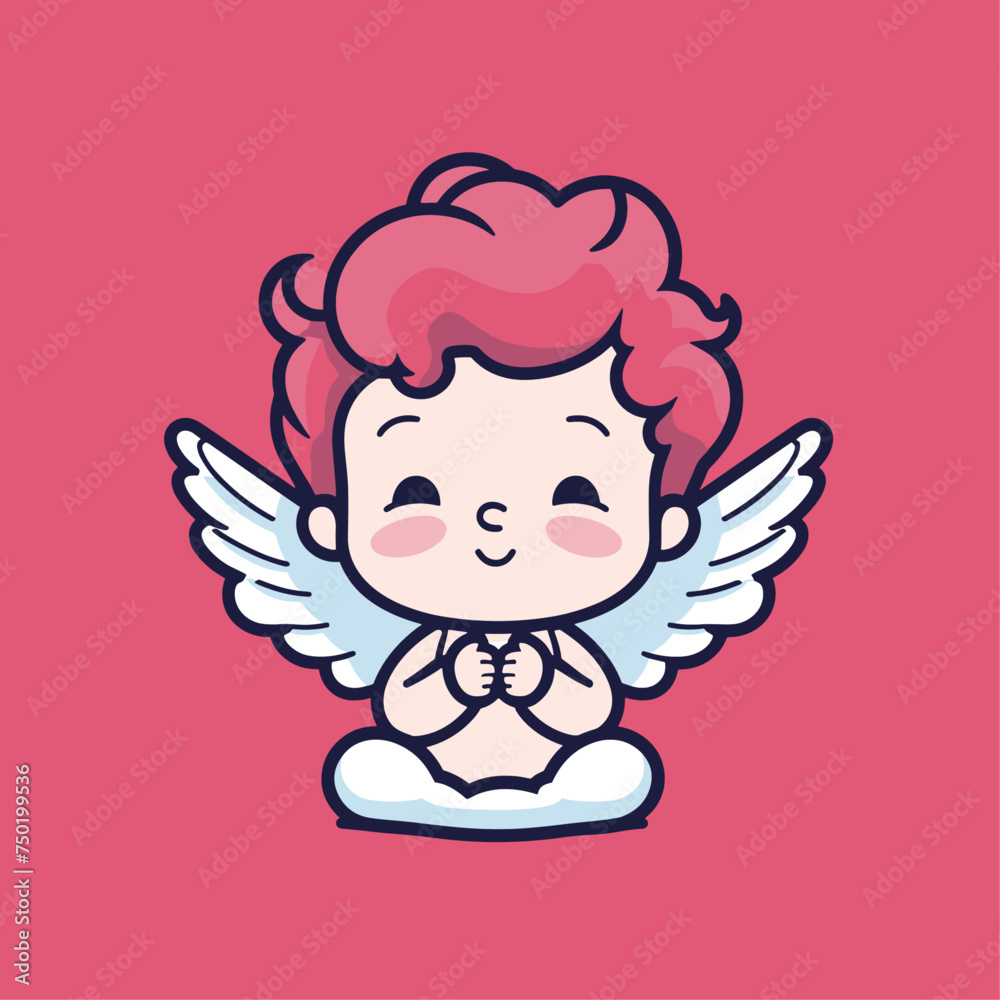 Vector illustration of a cute cherub, angel, Seraphim, Celestial ...