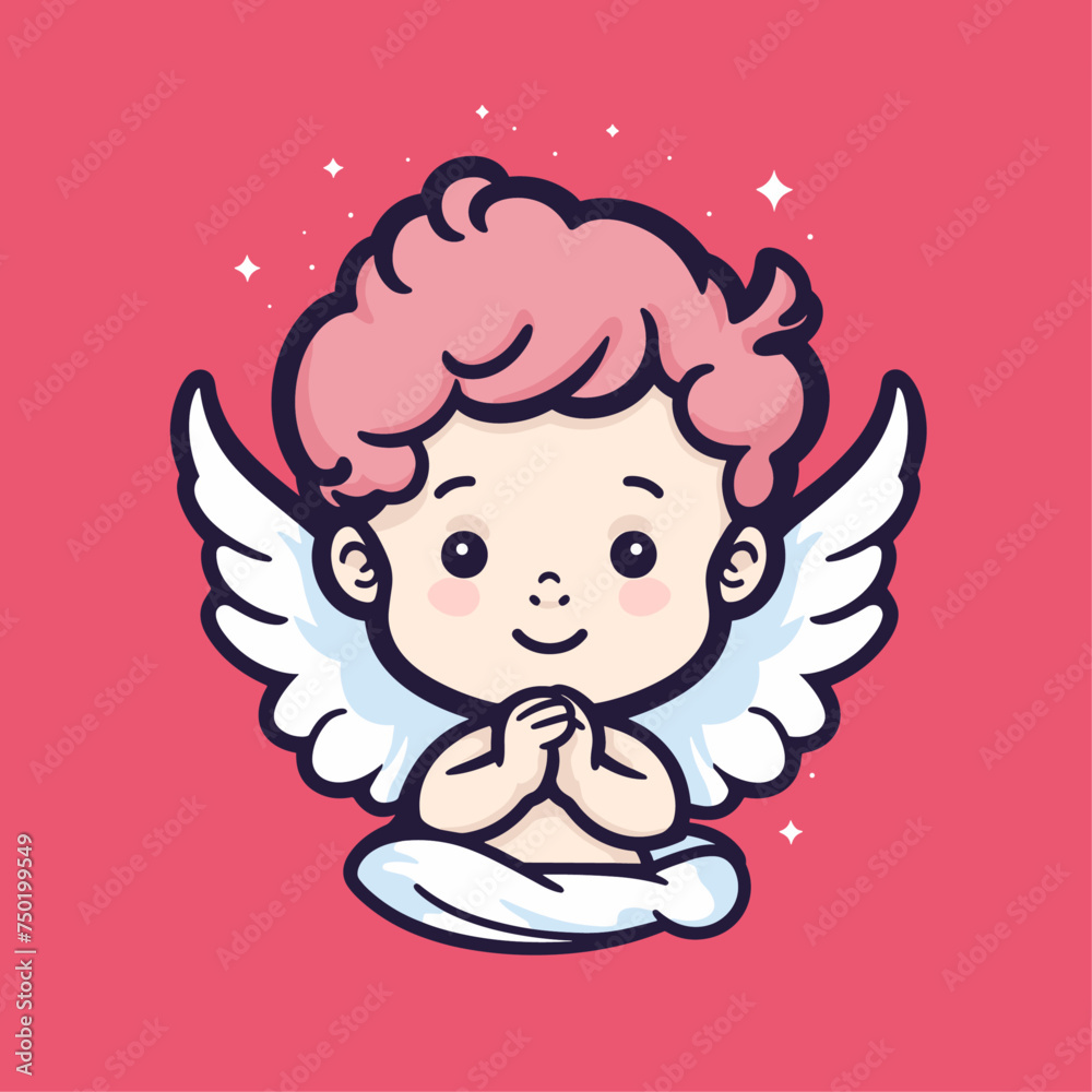 Vector illustration of a cute cherub, angel, Seraphim, Celestial ...
