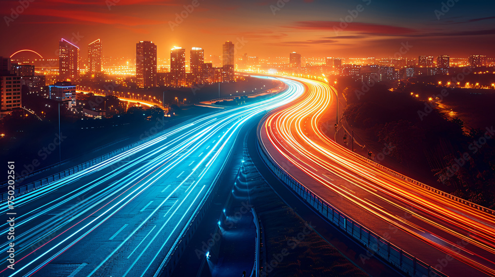 Abstract light background City road light, night highway lights ...