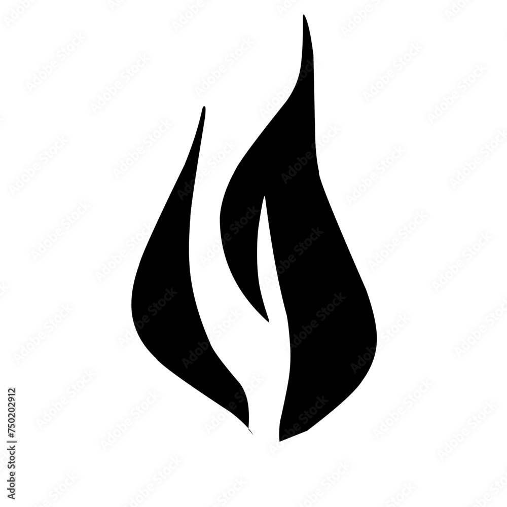 Ikon Api Hitam dan Putih Vektor Datar. Tanda Bentuk Api Unggun ...
