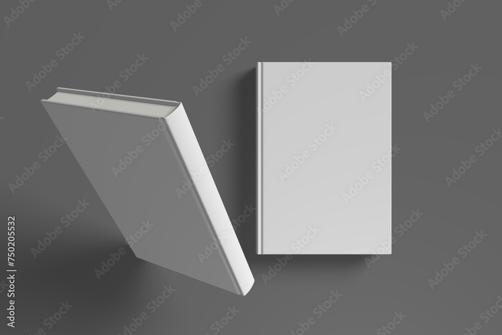 Realistic 3D book mockup illustration with 2 hard covers. Book model ...