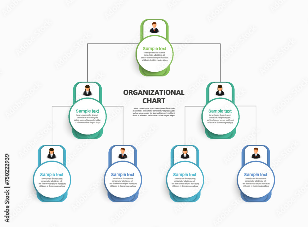 Corporate organizational chart with business avatar icons. Business ...