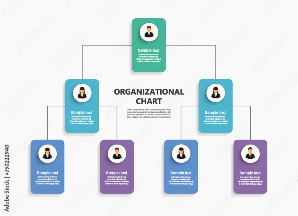 Corporate organizational chart with business avatar icons. Business ...