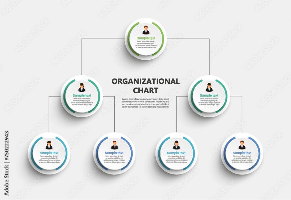 Corporate organizational chart with business avatar icons. Business ...
