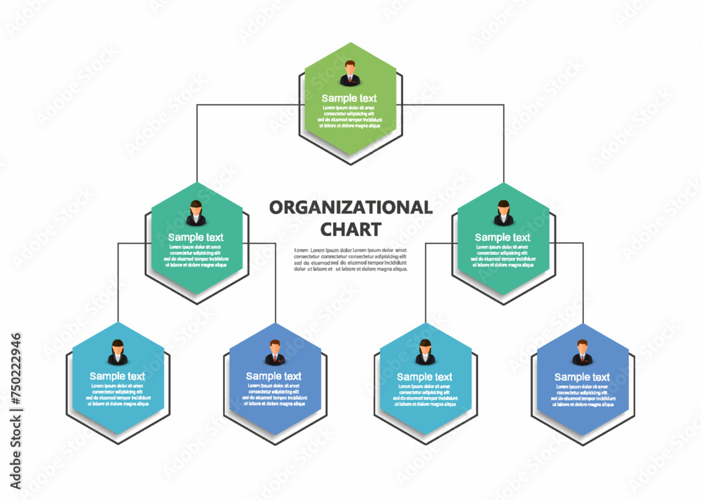 Poster Corporate organizational chart with business avatar icons – Wall ...