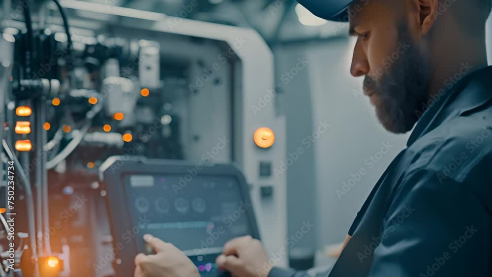 Vidéo Stock Robotic Process Automation engineer using laptop for smart factory automation ...