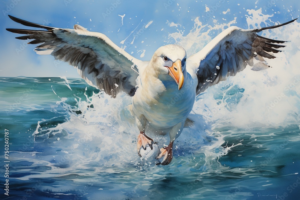 Albatross bird in the sea oil painting with generative AI Stock ...