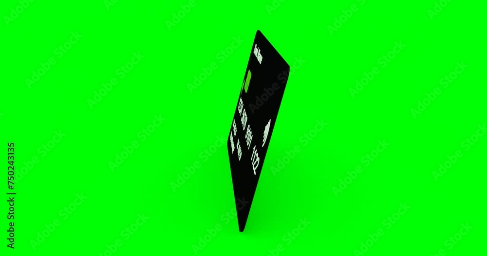 Atm card 3d rendered 4k animation rotating loop with green screen for ...