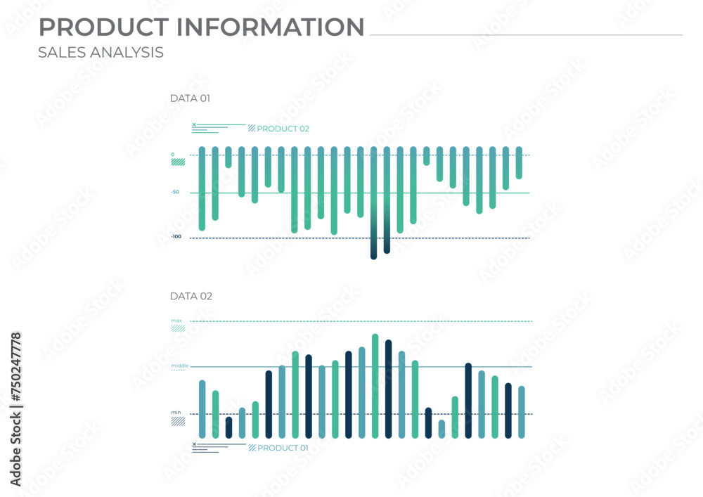Dynamic process data charts in color. Finance elements charts. Stock ...