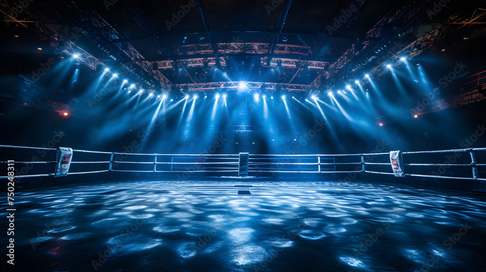 Pre-Fight Scene: The Calm Before the Storm - An Empty Boxing Ring with ...