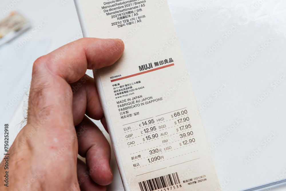 Bremen, Germany Dec 10, 2023: a male hand holds the detailed ...