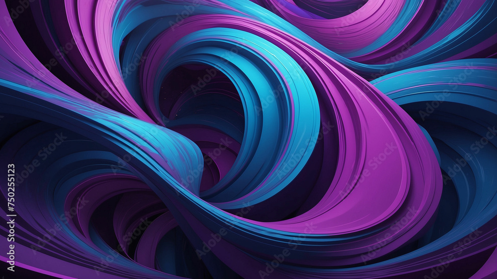 A vibrant purple and blue abstract background swirls with curved lines ...