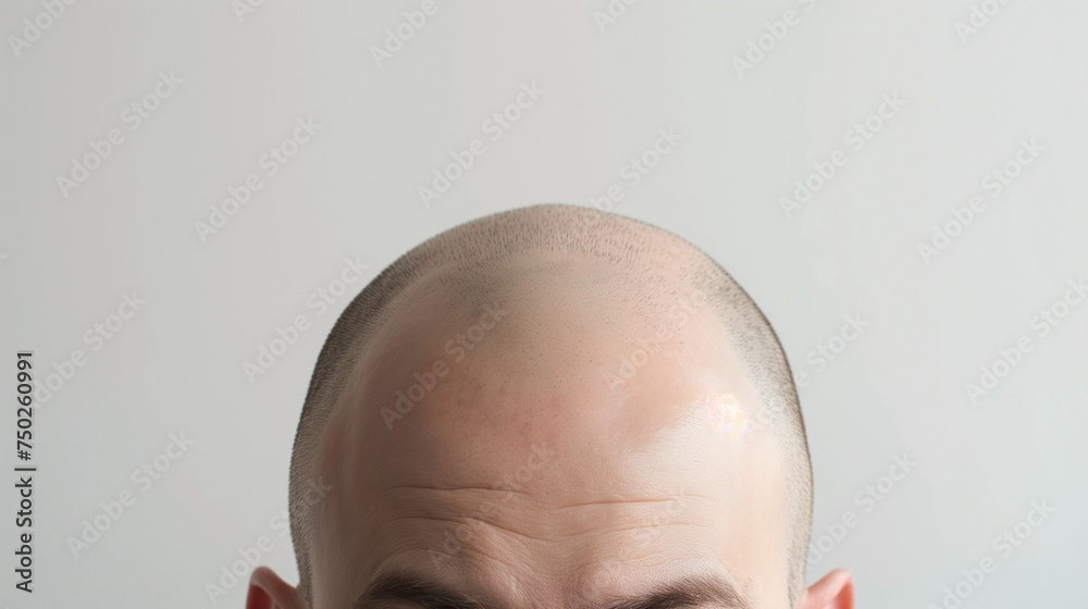Front Side of a Male Caucasian Bald Head with Alopecia and Hair Loss ...