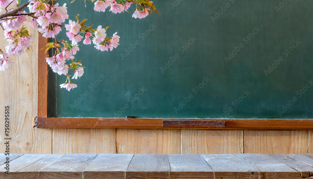 Entrance and graduation images. cherry blossoms. blackboard. classroom ...