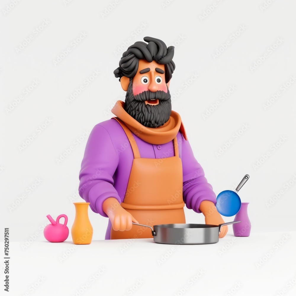 man clay animation character performing Taraweeh prayers in a mosque ...