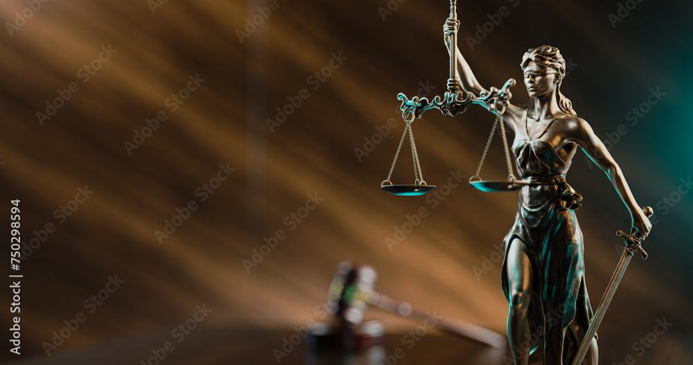 Legal Concept: Themis is the goddess of justice and the judge's gavel hammer as a symbol of law ...