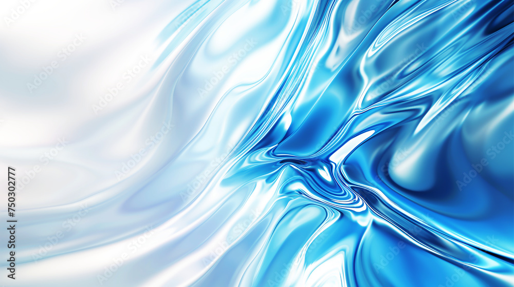 Abstract white and blue color background with wave line pattern, 3D ...