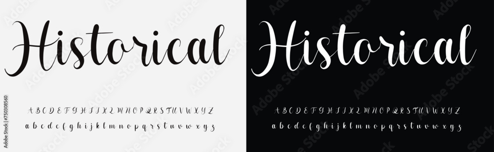 Hand drawn mono line font lowercase and uppercase. Calligraphy ...