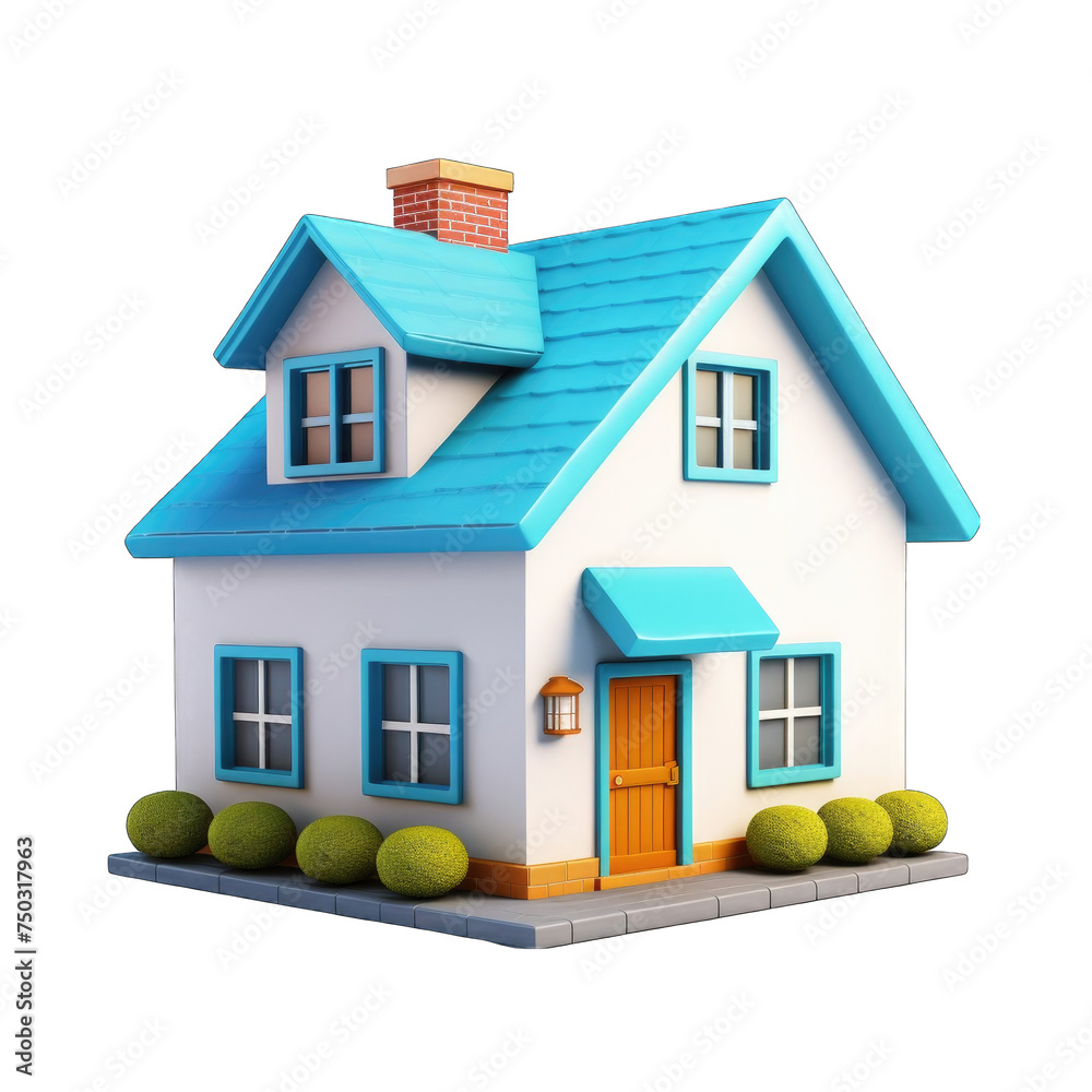 3D House clipart on white background Stock Illustration | Adobe Stock
