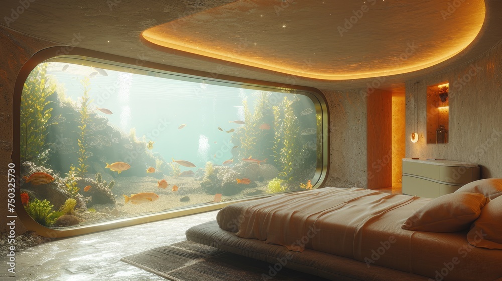 Submerged serenity: mesmerizing underwater house room reveals aquatic ...
