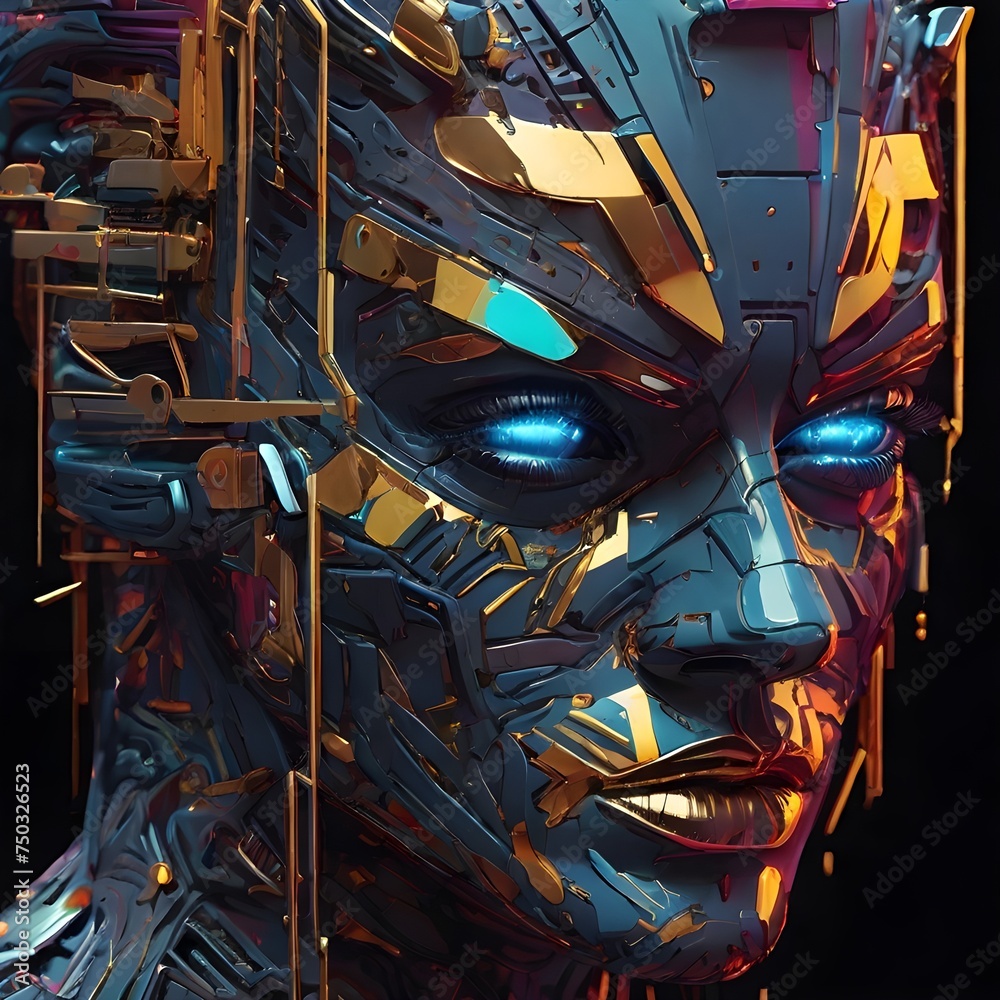 A glitched, pixelated mask vector emerges with striking intensity, each ...