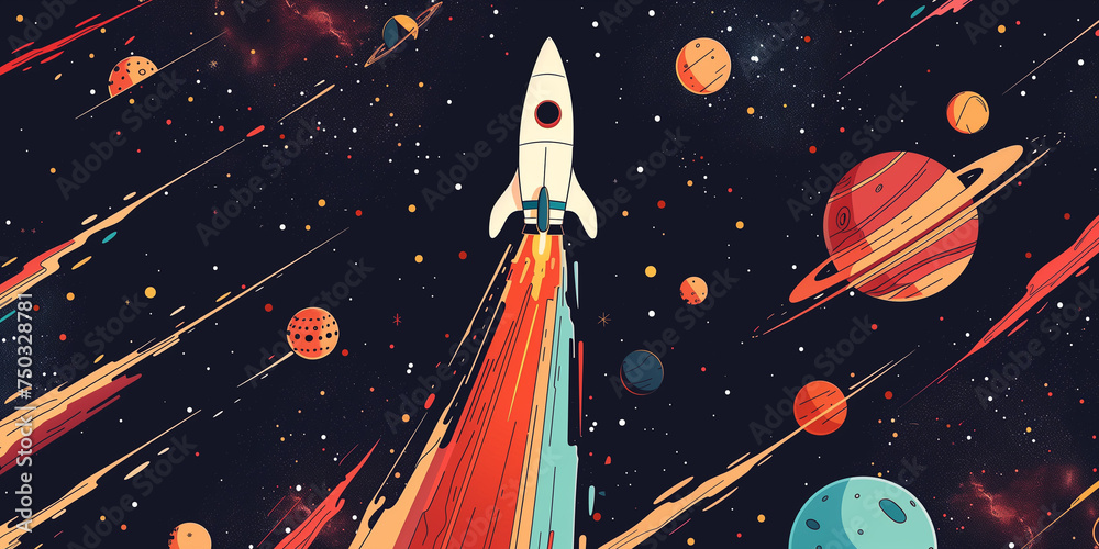 Cosmic Odyssey: Vector Illustrations of Astronauts Traveling Between ...