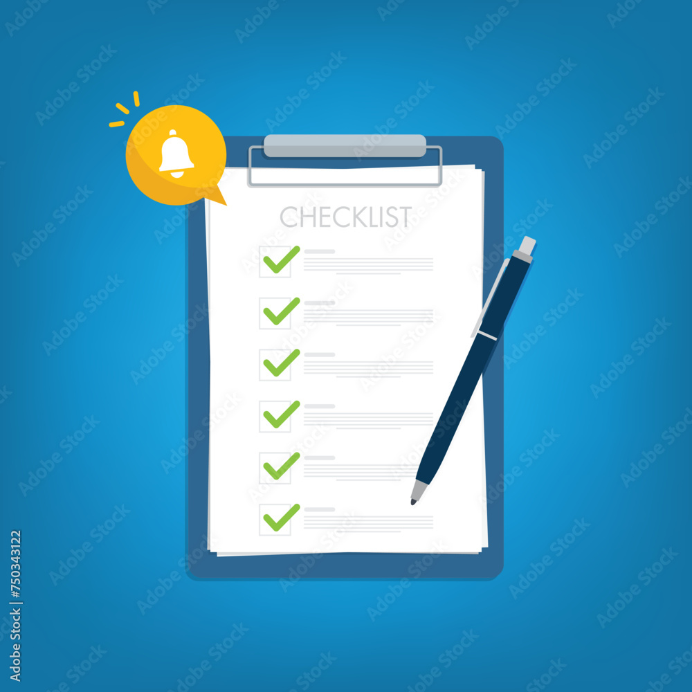 Vecteur Stock Checklist. Check list document, paper check list and to do list with green ...