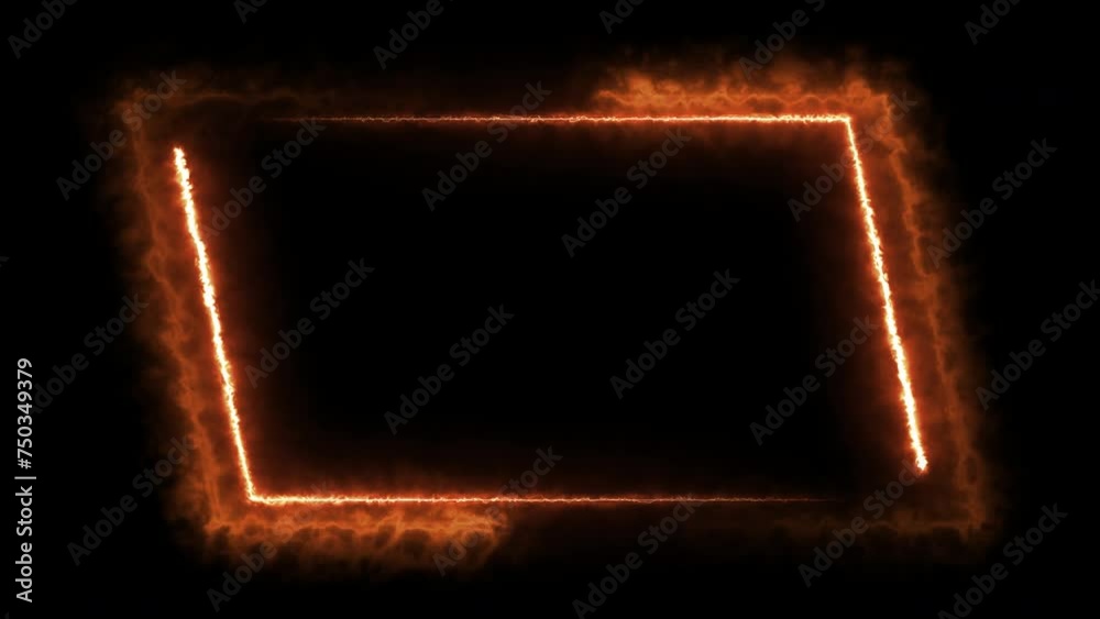 Vidéo Stock Seamless loop animated rectangle picture frame with fire ...