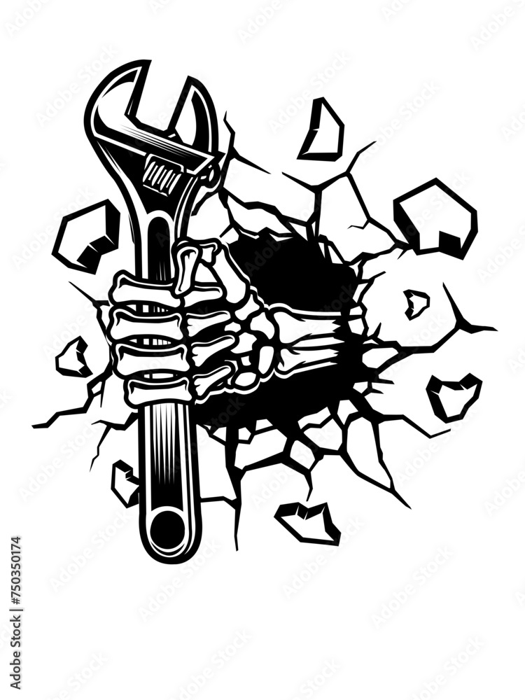 Mechanic Smash Wall Illustration, Mechanic, Mechanic Dad, Vice Grip ...