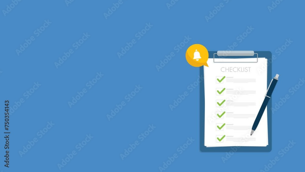 Checklist. Check list document, paper check list and to do list with green checkboxes, concept ...