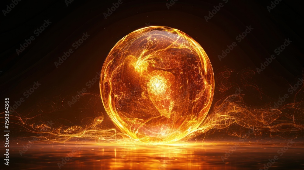 Close-up of a rapidly expanding plasma ball. Shines brightly and ...
