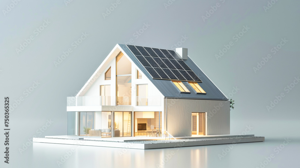 Solar powered smart house model. Smart home and green energy concept ...
