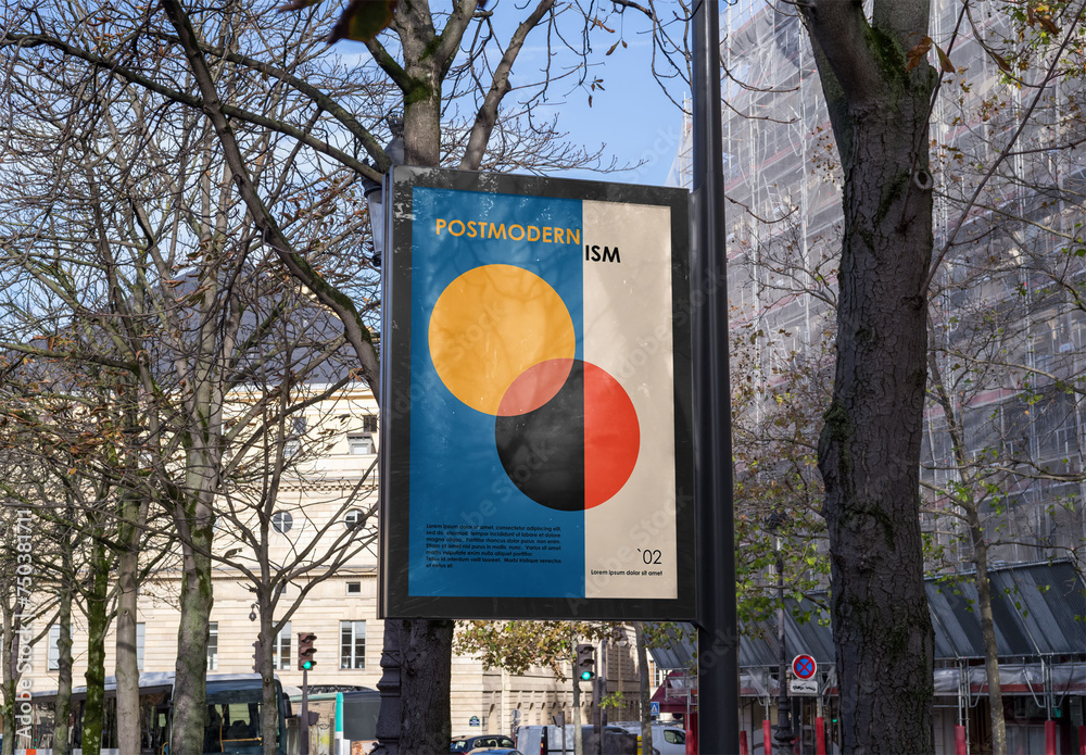 Mockup of vertical customizable sign on lamp post Stock Template ...