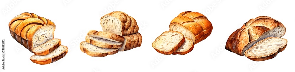 bread isolated on a transparent PNG background, white background ...