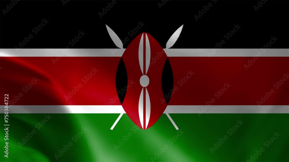 Kenya flag is waving 3D animation. 3d Kenya flag waving video. Sign of ...