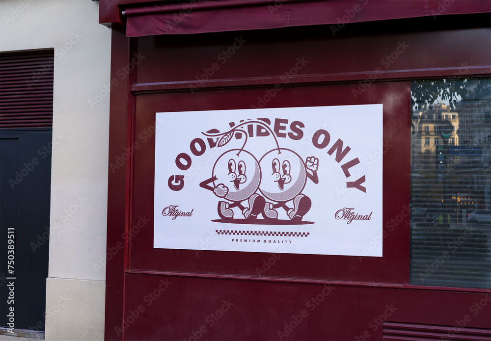 Mockup of horizontal customizable sign on building Stock Template ...