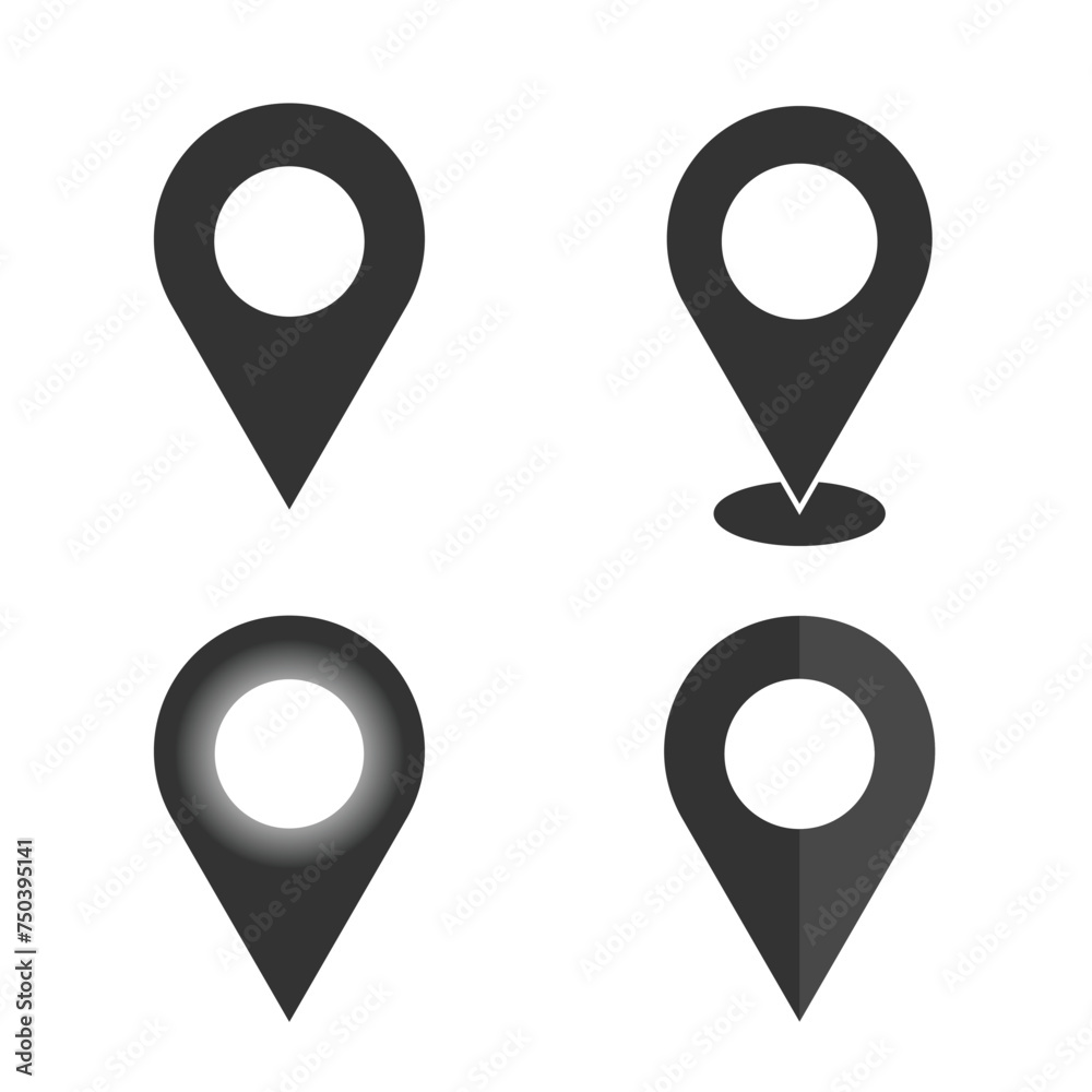 Location pin multiple styles black color set. Vector you are here gps ... Location pin multiple styles black color set. Vector you are here gps ...