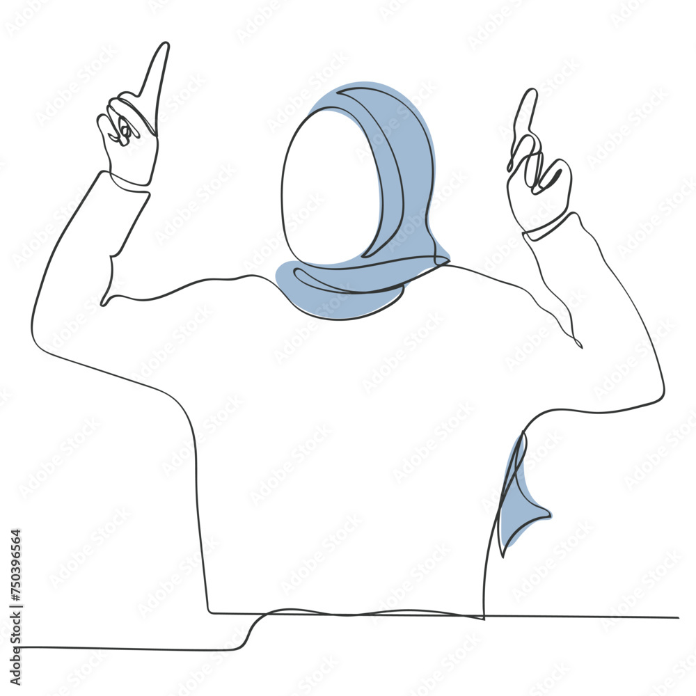hand drawn line art vector of a muslim woman. Muslim Marketing line art ...