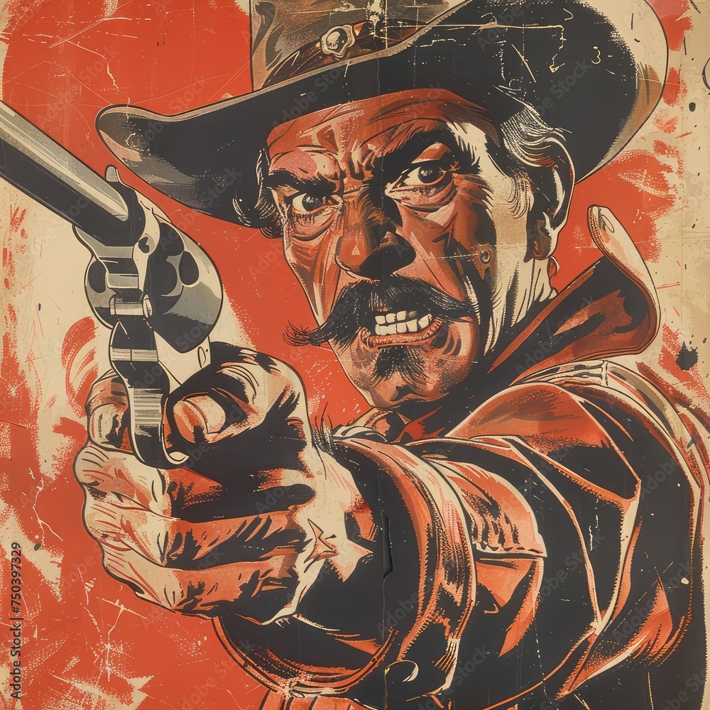 Vintage Cowboy Poster, 1960 Western Movie Poster of a Cowboy with an ...