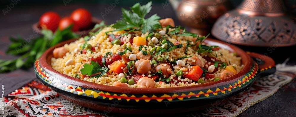 Moroccan Couscous with Vegetables and Aromatic Herbs, Traditional ...