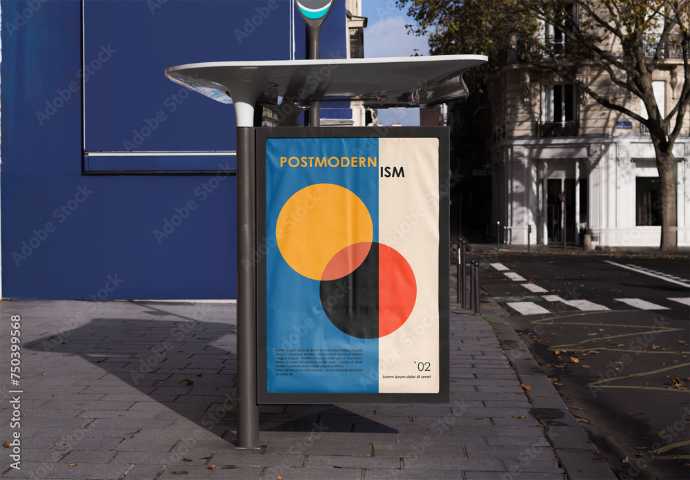 Mockup of customizable poster on bus stop Stock Template | Adobe Stock