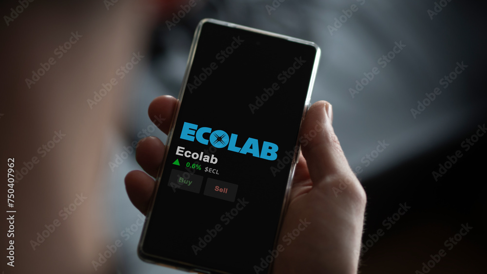 March 02nd 2024 Saint Paul, Minnesota. The logo of Ecolab on the screen ...