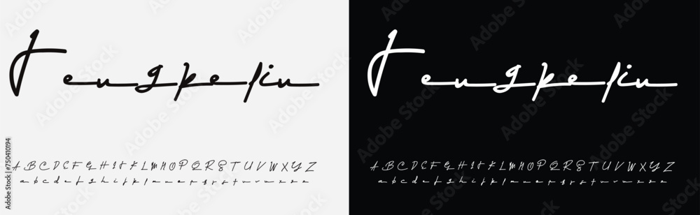 Hand drawn vector alphabet. Modern monoline signature script font ...