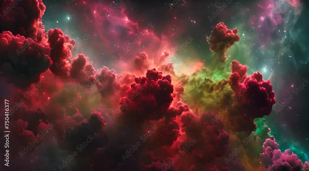Abstract animation of a multi-colored nebula. Universe, constellation ...
