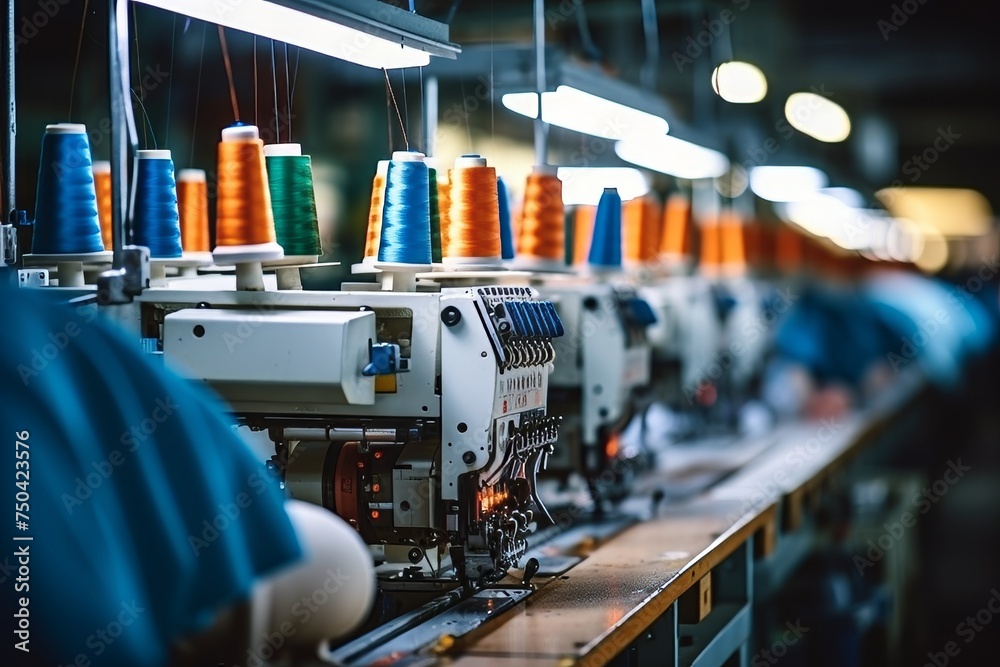 Textile factory production. tailoring process, professional seamstress ...