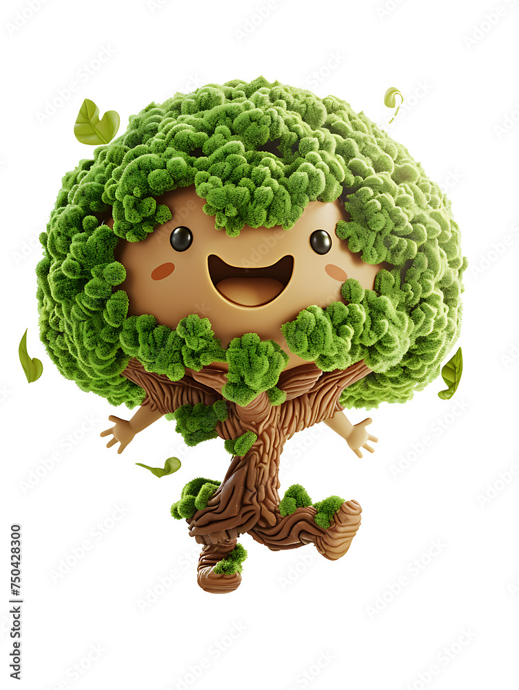 Cartoon character of cute tree on transparent background PNG Stock ...