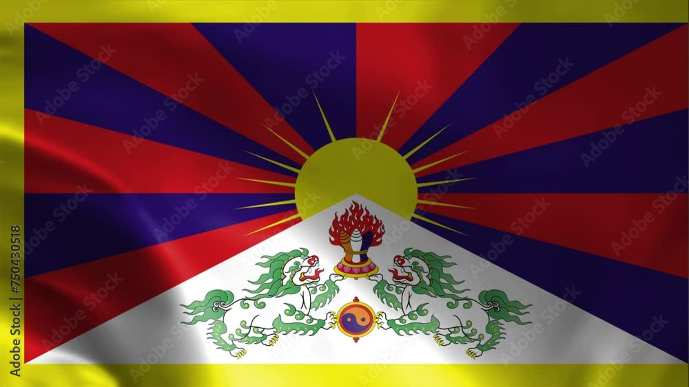 Tibet flag waving animation. Tibet waving flag in the wind. Flag of ...