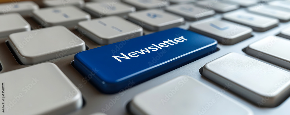 Distinctive blue newsletter key on a white keyboard highlighting ...