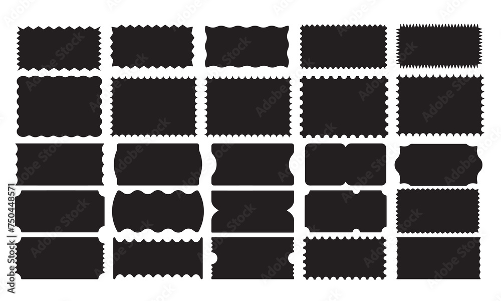 Rectangular coupon frames with postage stamp tear line set. Square ...